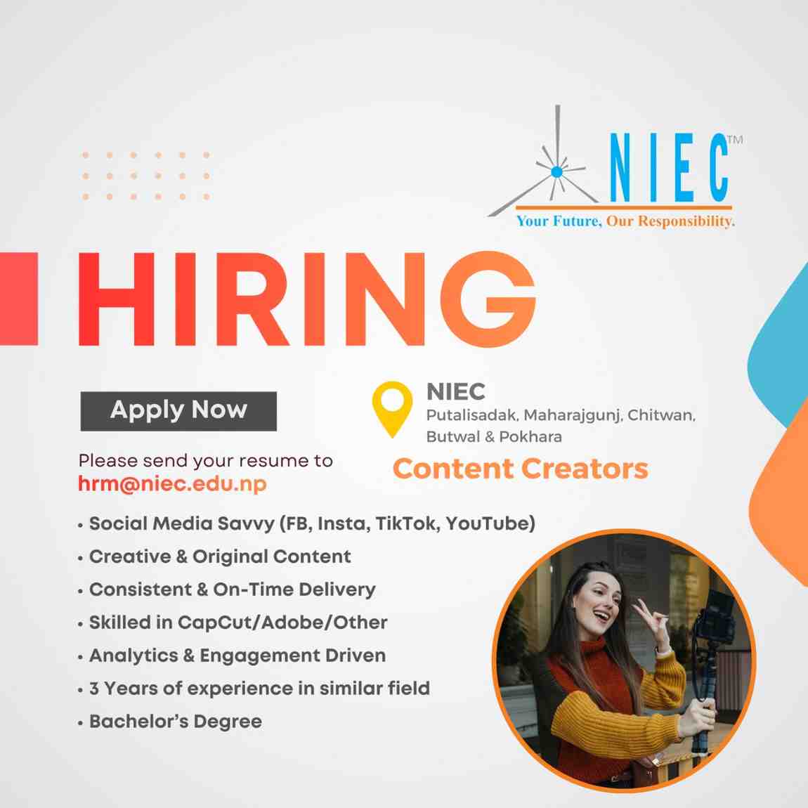 Vacancy Content Creators - 2025 - NIEC